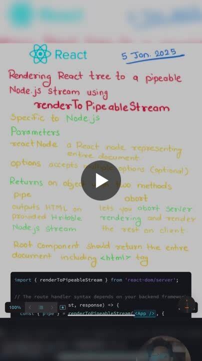 Rendertopipeablestream Reactjs Reactplaylist Reactjsomlondhe Omlondhe Om Londhe