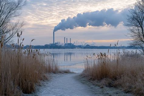 Emissions From Industrial Factories Pollute The Environment Stock