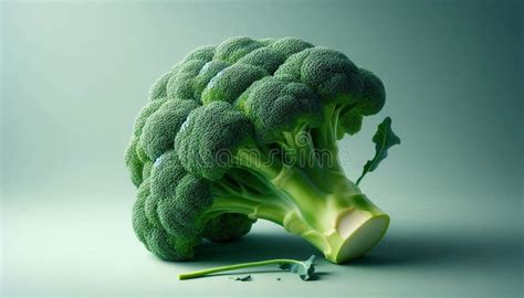 Fresh Broccoli With Depth Effect On Green Background Stock