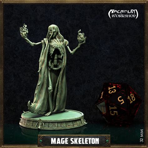 3d Printable Skeleton Mage 32mm By Arcanum Workshop