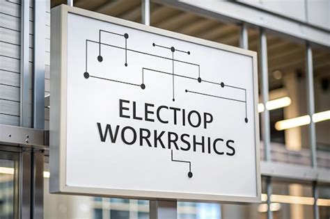 Diy Electronics Workshop Circuit Diagram Signage Mockup With Blank White Copy Space For Placing