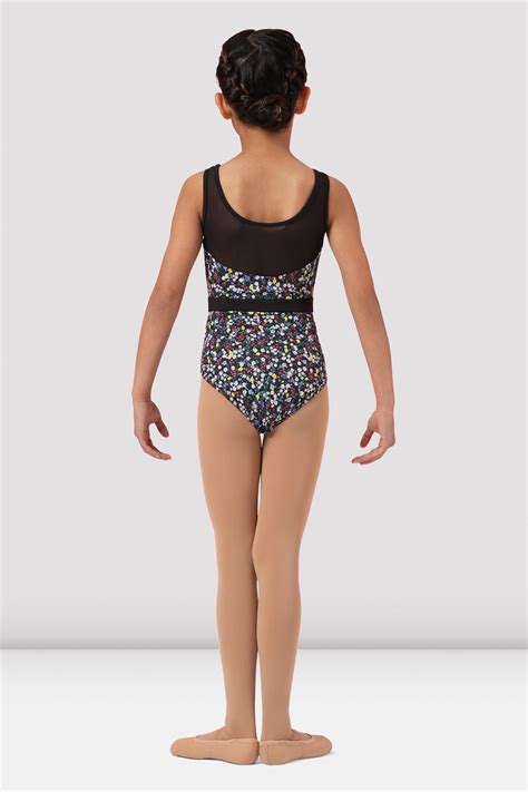Girls Mirella Ditsy Floral Scoop Back Leotard Black Bloch Dance Eu