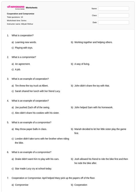 50 Cooperation Worksheets For Grade 1 On Wayground Free And Printable