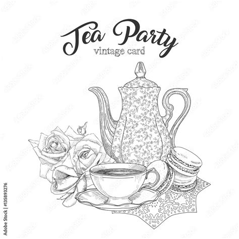 Tea Party Black And White