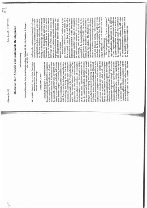 Pdf Material Flow Analysis And Sustainable Development