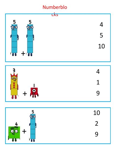Actividades De Sumas Y Restas Numberblocks Pdf
