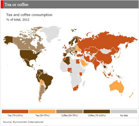 Teacoffee Consumption Map A Global Rivalry Of Bean Versus Leaf Rtea