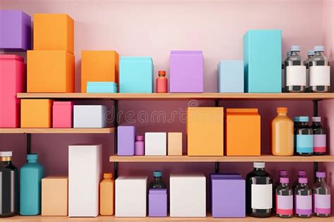 Packaging Boxes Bottles Arrangement Pharmacy Cosmetic Beauty Products