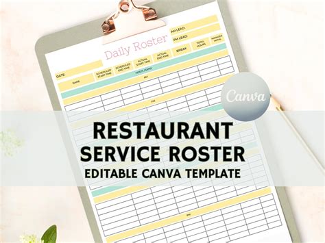 Small Daily Restaurant Schedule Daily Service Roster For Restaurants