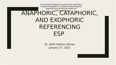 Types Of Reference Exophoric Endophoric Cataphoric And Exophoric