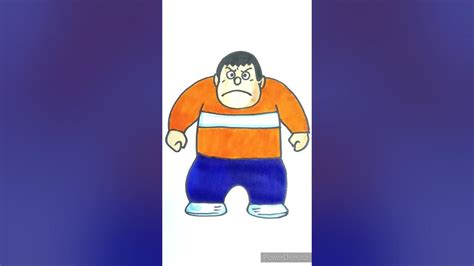 How To Draw Giyan From Doremon Step By Step Easy Cartoon Character