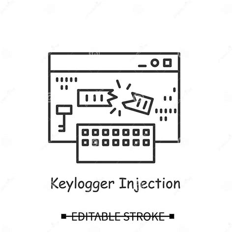 keyogger icon keyboard input logger malware simple line vector