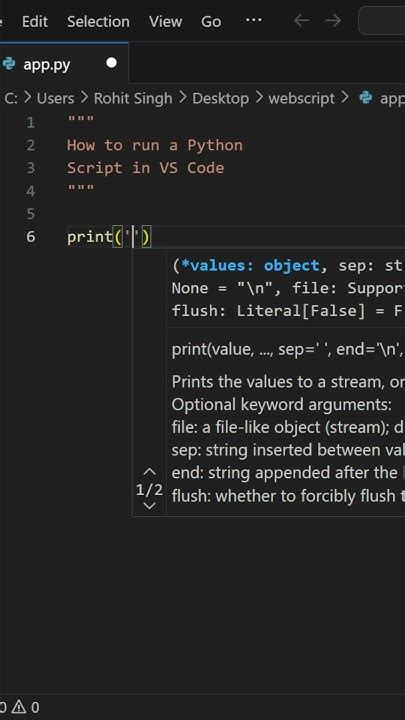How To Run A Python Script In Vs Code Shorts Python Beingactual