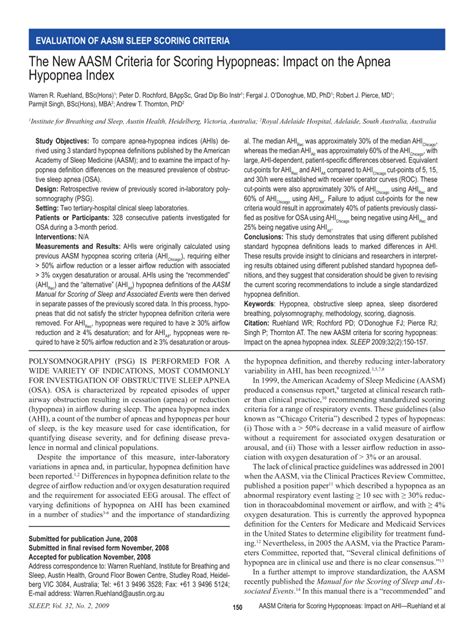 Pdf The New Aasm Criteria For Scoring Hypopneas Impact On The Apnea