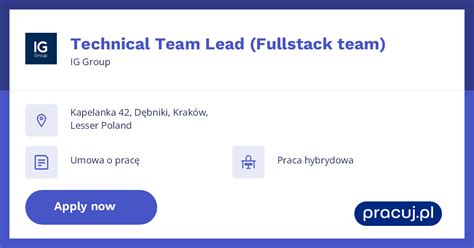 Oferta Pracy Technical Team Lead Fullstack Team Ig Group Kraków