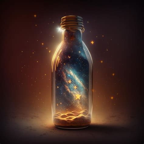 Premium Ai Image There Is A Glass Bottle With A Picture Of A Galaxy