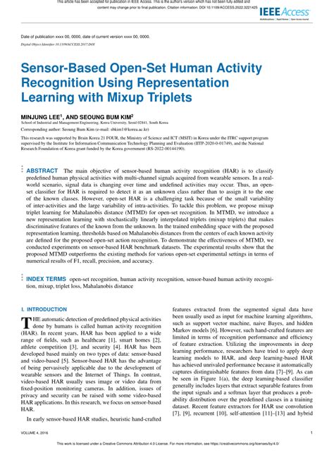 Pdf Sensor Based Open Set Human Activity Recognition Using