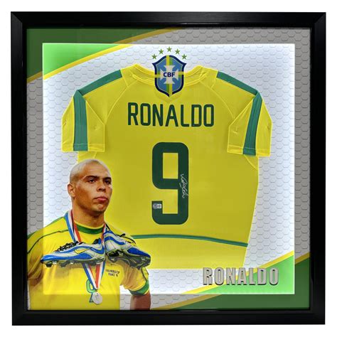 Ronaldo Nazario Signed Brazil Custom Framed 3d Led Jersey Display