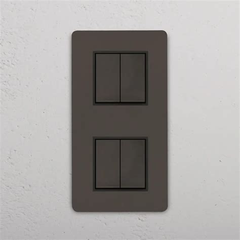 Grove Double 4x Vertical Rocker Switch Warm Finish Black