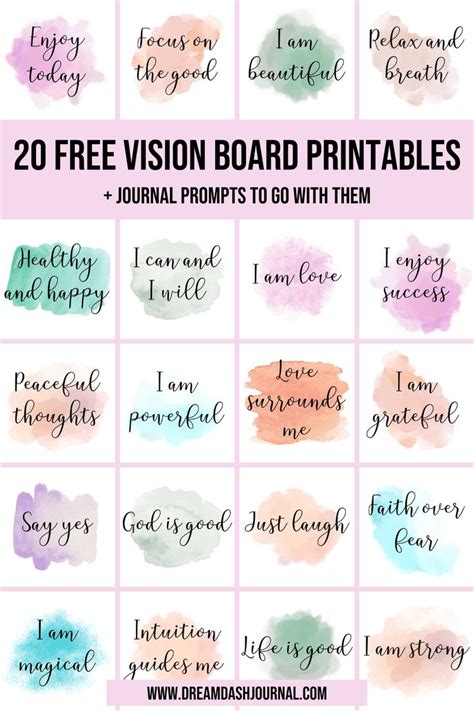 Vision Board Printables Free Printable Learning Sheets