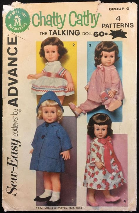 Uncut 1960s Sew Easy Chatty Cathy Doll Clothes Advance Group G Vintage