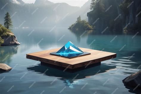Premium Photo Art On A Floating Levitating Platform With Magnetic Elements Mockup