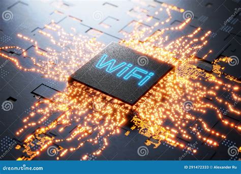 Wi Fi Wireless Network Concept Microchip With Wi Fi Inscription