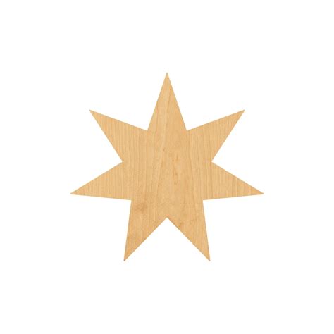 Seven Pointed Star Laser Cut Out Wood Shape Craft Supply Woodcraft