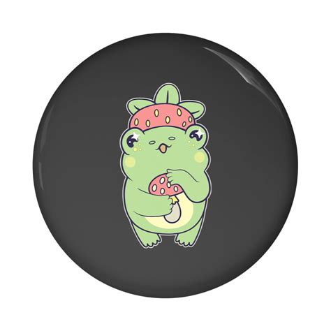 Frog T Kawaii Cottagecore Frog With Strawberry Hat Mushroom Cute Pin Buttons Sold By
