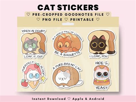 Cat Meme Stickers Digital Printable Sticker Set Pre Cropped Goodnotes