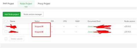 Node Project Status Issue Aapanel Free Hosting Control Panel One Click Lamplemp