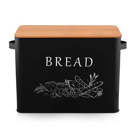 Gracie Oaks Bread Box With Bamboo Lid For Kitchen Countertop Large