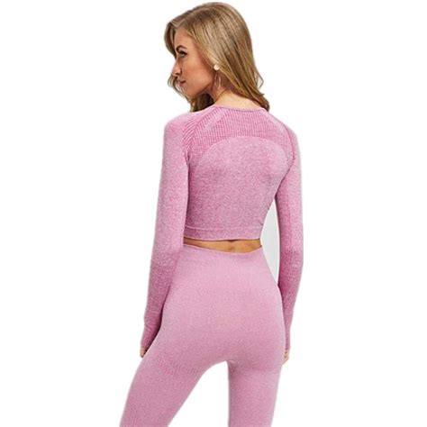 Buy Womens Fitness Yoga Wear Set Long Sleeves Crop Top High Waist Leggings Sports Gym Fitness