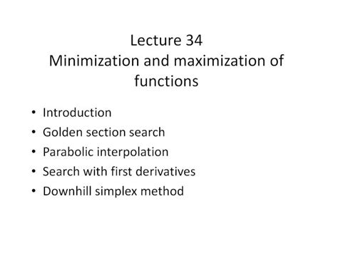 Pdf Lecture 34 Minimization And Maximization Of Functions · Downhill Simplex Method In