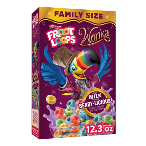 Kelloggs Willy Wonka Froot Loops Cold Breakfast Cereal Turns Milk