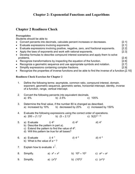 Chapter 2 Exponential Functions And Logarithms