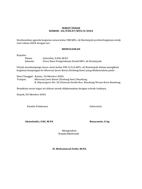 Surat Tugas Mapel Ips Pdf