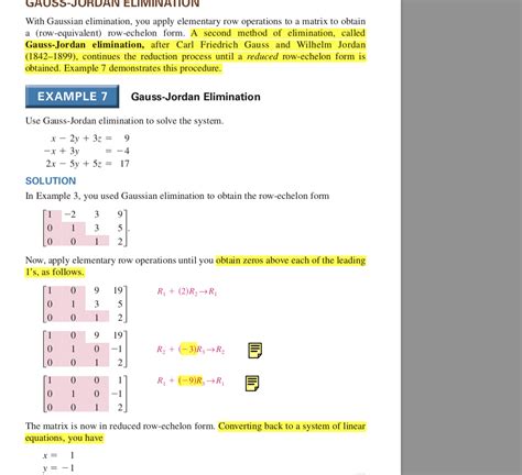 Linear Algebra Gauss Jordan Elimination Reduces To Row Echelon Form