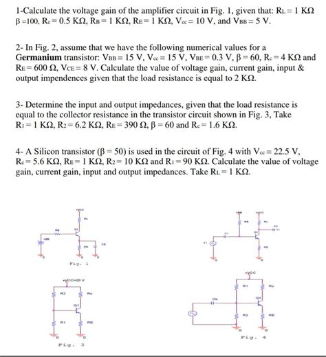 1 calculate the voltage gain of the amplifier circuit
