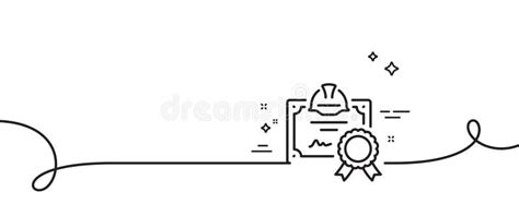 Engineering Certificate Line Icon Technical Documentation Sign Continuous Line With Curl