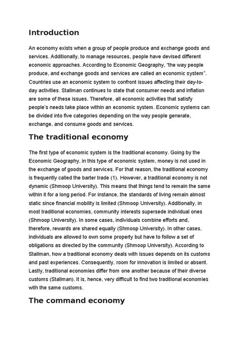 Classification Essay Cllass 2 Introduction An Economy Exists When A Group Of People Produce