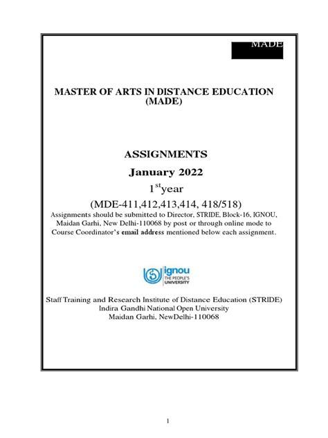 Made Assignments Guidelines 2022 Pdf Distance Education