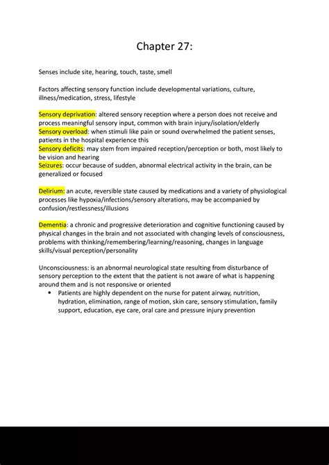 Sensory Perception Rception Cheat Sheet Edubirdie