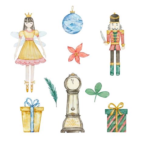 Premium Vector Watercolor Christmas Nutcracker Set