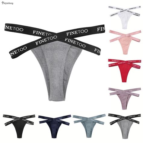 【stylef】thongs Cotton G String Girls Ladies Letter Lingerie Low Waist Low Rise 【fashion Clothes