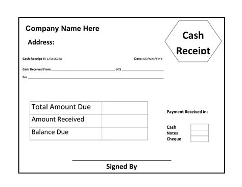 Editable Printable Receipt Template