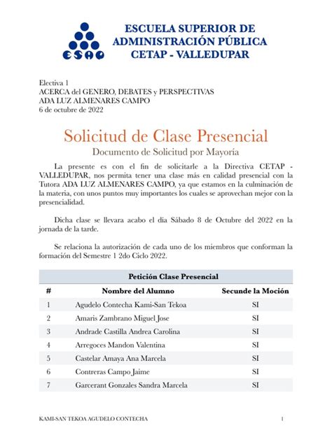 Solicitud De Clase Presencial En Cetap Pdf