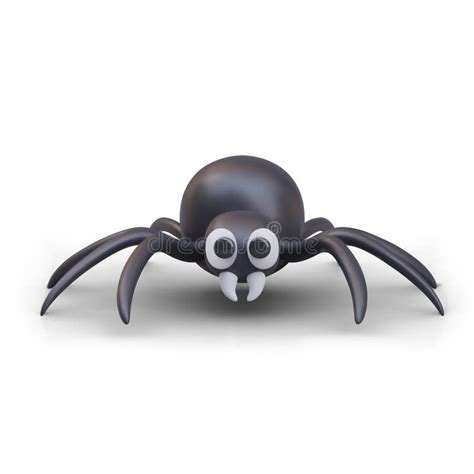 Front View On Cartoon Black Spider Object For Halloween Decoration Concept Stock Vector