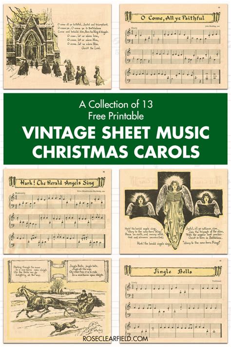 Free Printable Vintage Color Illustration Christmas Carols • Rose