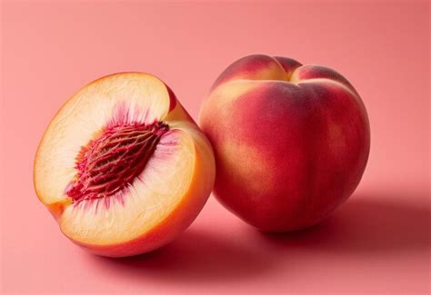 Premium Ai Image Peach Isolated On Pink